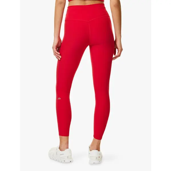 Alo Yoga Alosoft 7/8 High-Rise Stretch-Woven Leggings In Bold Red